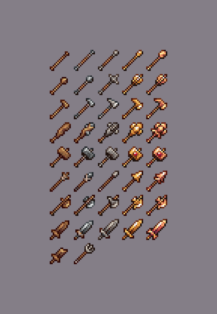 Weapons Asset (16x16) by DantePixels