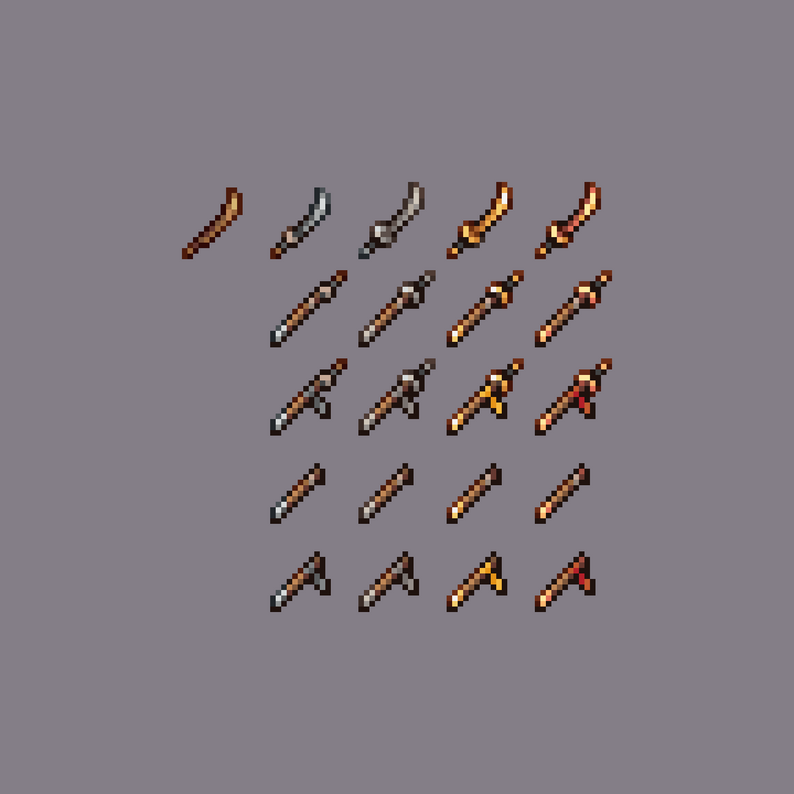 Weapons Asset (16x16) by DantePixels