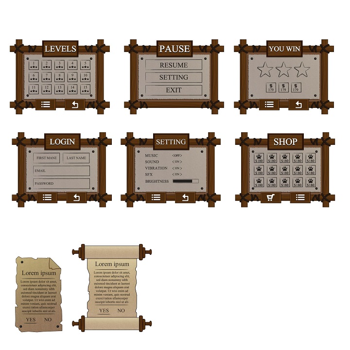 Wood theme Game UI pack + icons - Wood theme Game UI pack + icons by ...