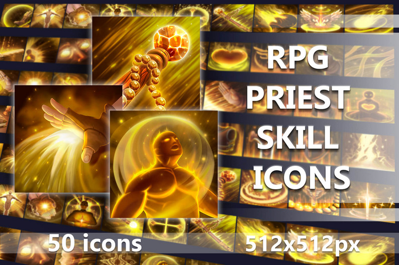 50 RPG Priest Skills by Free Game Assets (GUI, Sprite, Tilesets)