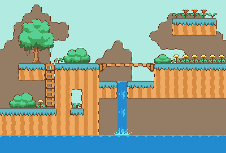 Pixel Tileset – Mountains by lv99