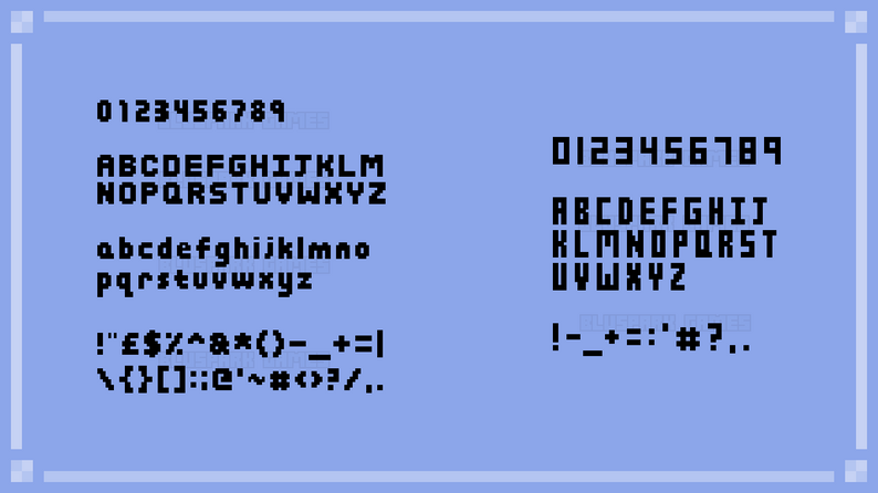 7 Pixel Art Font Sprite Sheets by BlusparkGames