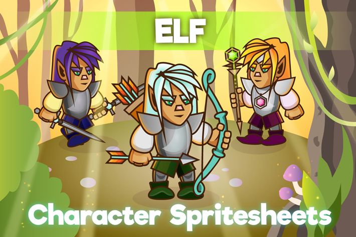 2D Elf Character Sprites by Free Game Assets (GUI, Sprite, Tilesets)
