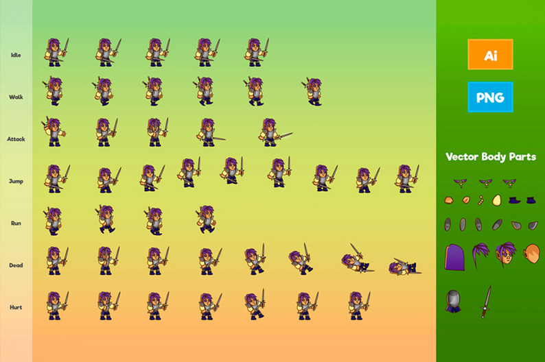 2D Elf Character Sprites by Free Game Assets (GUI, Sprite, Tilesets)