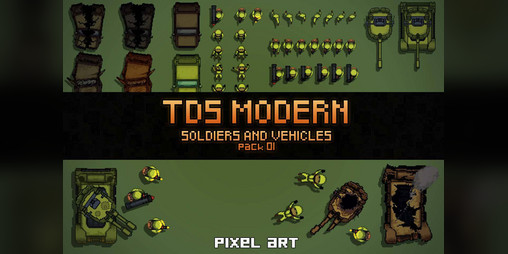 TDS Pixel Art: Soldiers And Vehicles Sprites by Free Game Assets (GUI ...