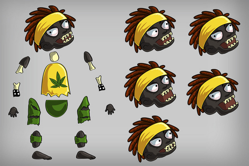 2D Zombie Sprite 6 by Free Game Assets (GUI, Sprite, Tilesets)