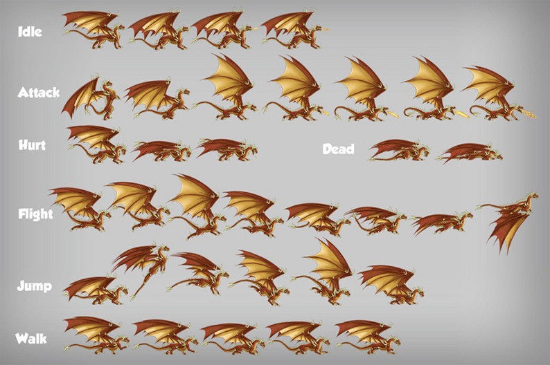 2D Game Dragon Sprite by Free Game Assets (GUI, Sprite, Tilesets)