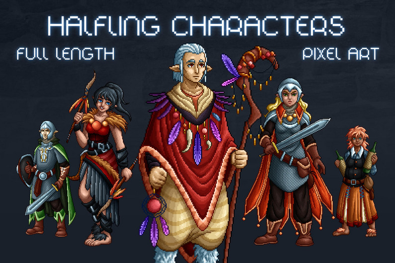 Halfling Characters Asset Pack by Free Game Assets (GUI, Sprite, Tilesets)