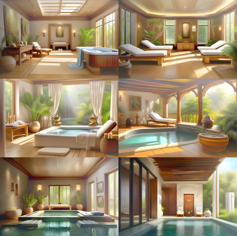Tropical SPA Retreat Pack: 10 Visual Novel Backgrounds by Rachel Chen