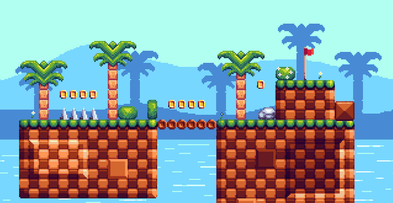 Green Island - 16 x 16 Plastic retro platformer tilest by Fat Cat Games