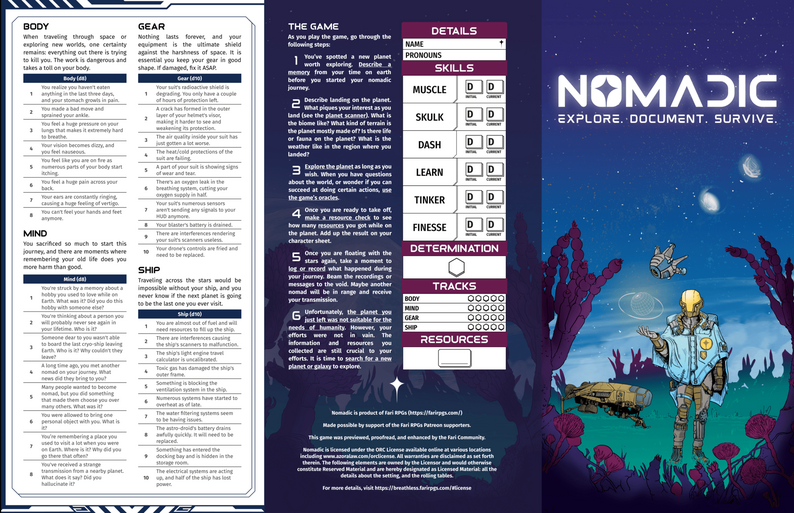Nomadic - Explore, Document, Survive by Fari RPGs