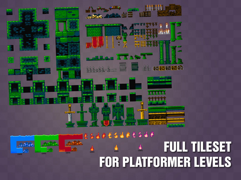 8-bit Dungeon Tileset by Rumblecade