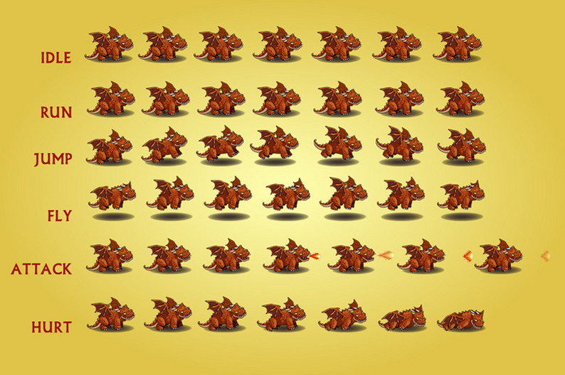 Dragon 2D Game Character Sprite Sheet by Free Game Assets (GUI, Sprite ...