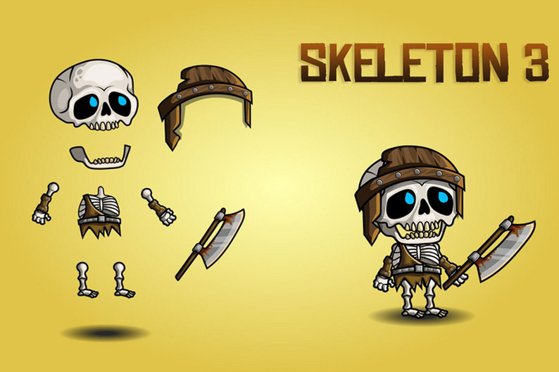 Skeletons 2D Game Character Sprite Sheet by Free Game Assets (GUI ...