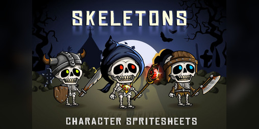 Skeletons 2D Game Character Sprite Sheet by Free Game Assets (GUI ...