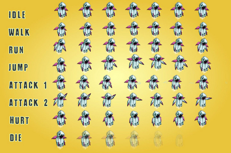 Ghosts 2D Game Character Sprite Sheet by Free Game Assets (GUI, Sprite ...