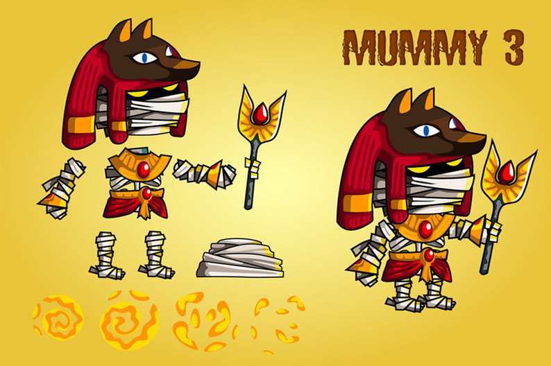 Mummies 2D Game Character Sprite Sheet by Free Game Assets (GUI, Sprite ...