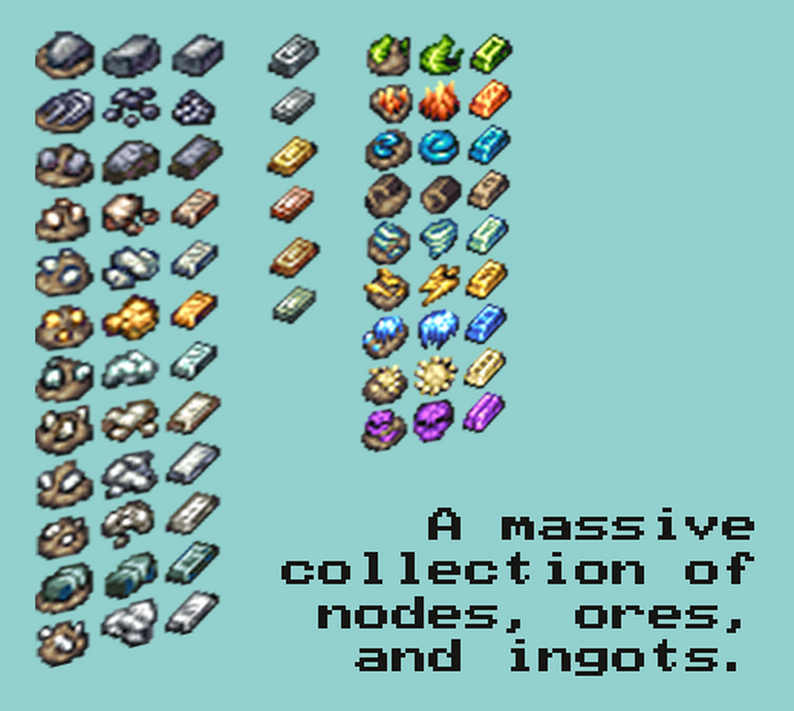 Pixel Art Icon Sprites & Object Set - Smithing Gear by Seliel the Shaper