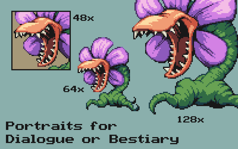 Pixel Art Creature Sprite - Fiendish Flower by Seliel the Shaper