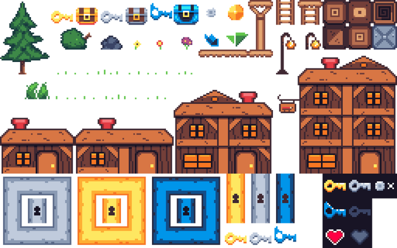 Simple Platformer Pixel Assets by FisherG