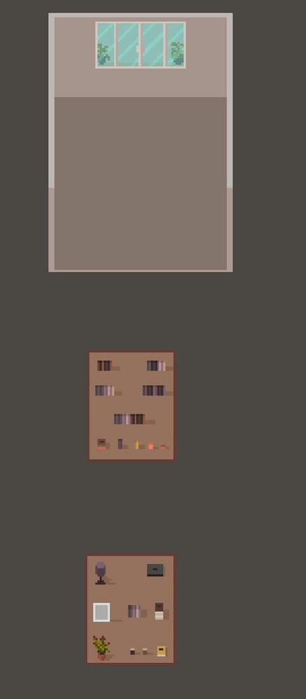 Top down bedroom furnitures pixel assets by Sweeetpotatoo