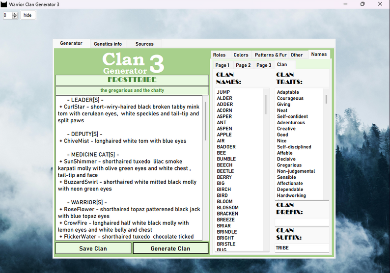 Warrior cats clan generator by Nynx