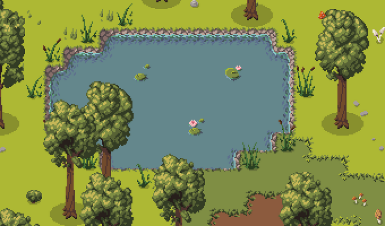 Top-down forest tileset + demo by Glionox