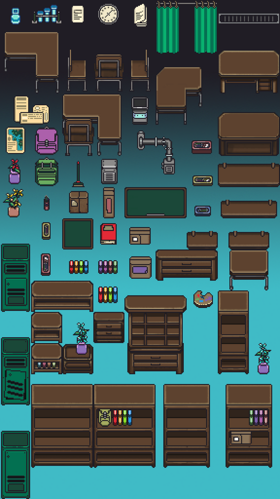 2d School tiles for rpg top down by houdini