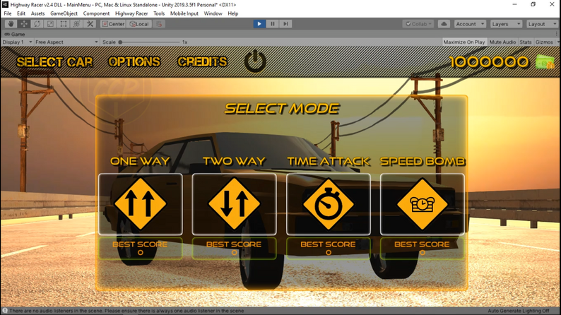 FREE UNITY HIGHWAY RACER FULL PROJECT DOWNLOAD. by COPPERCUBE 6.5.1