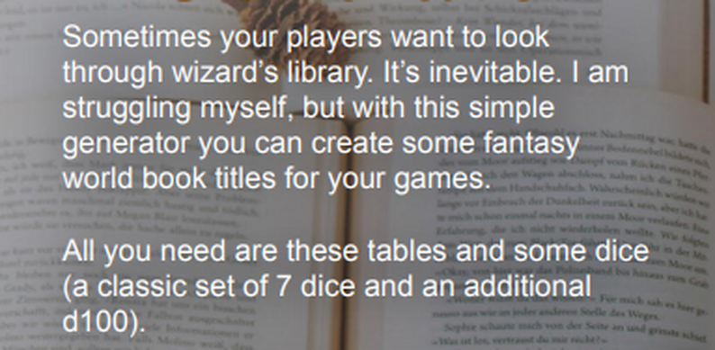 Fantasy Library Generator by Drew Long