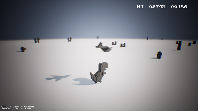 Chrome Dino 3D by Rhomita