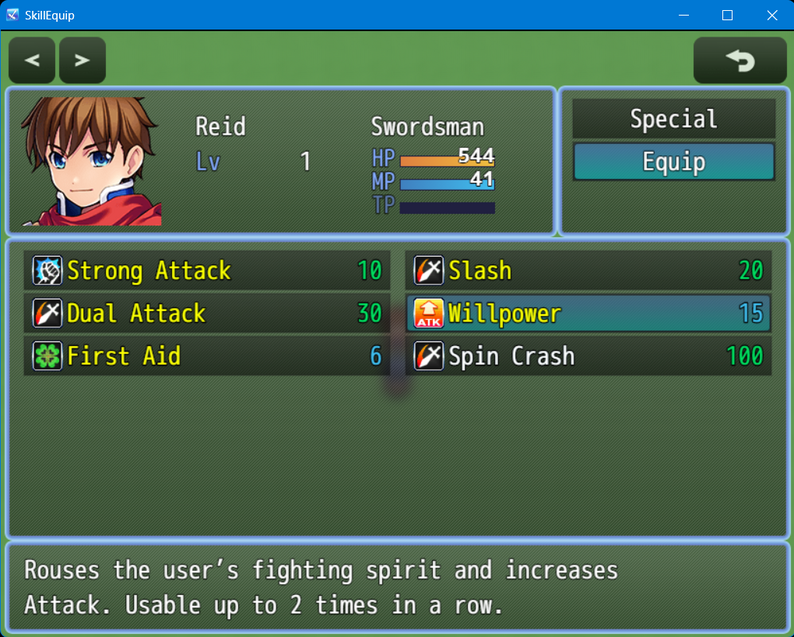 RPG Maker MZ: Skill Equip by Synrec