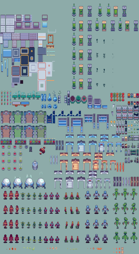Land of pixels - Laboratory pixel art tileset Top down by marceles 🌴
