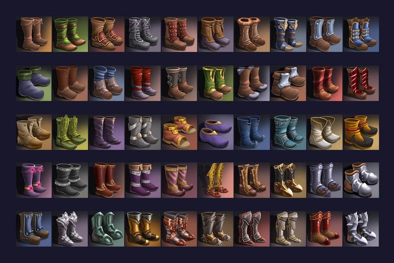Free Boots Icon Pack by Free Game Assets (GUI, Sprite, Tilesets)