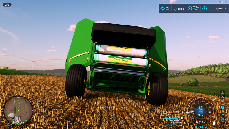 FS22 John Deere 560M with Net Wrap Addon by Cunningham Modding