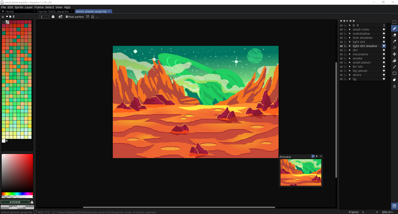 Distant planet 2D pixel art background by TheRustyArt