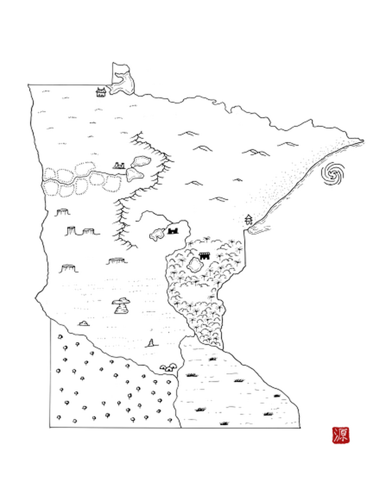 Minnesota as a fantasy map by Alda Yuan