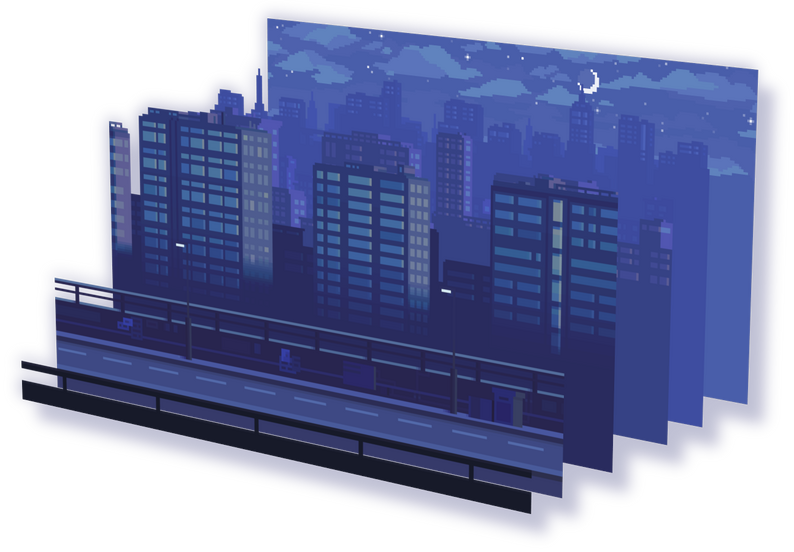 Pixel City - Parallax Background pack by Digital Moons