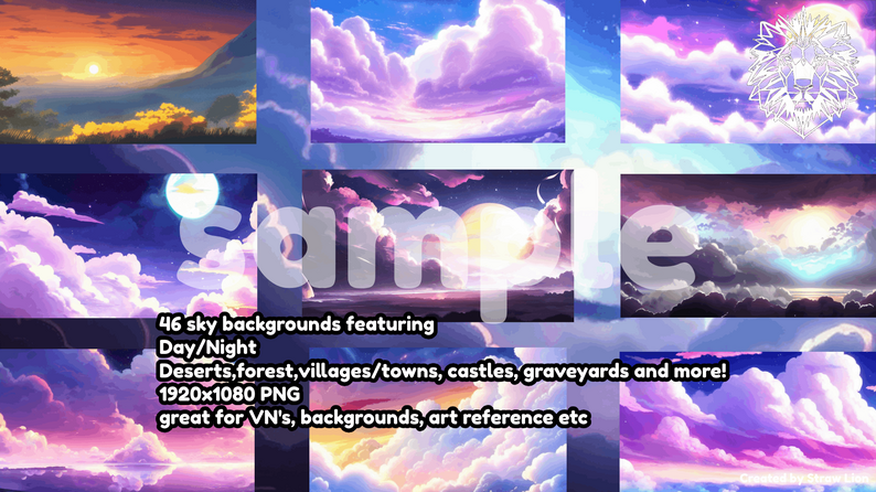 Cloud & Skies Backgrounds 2d Art Pack by Straw Lion