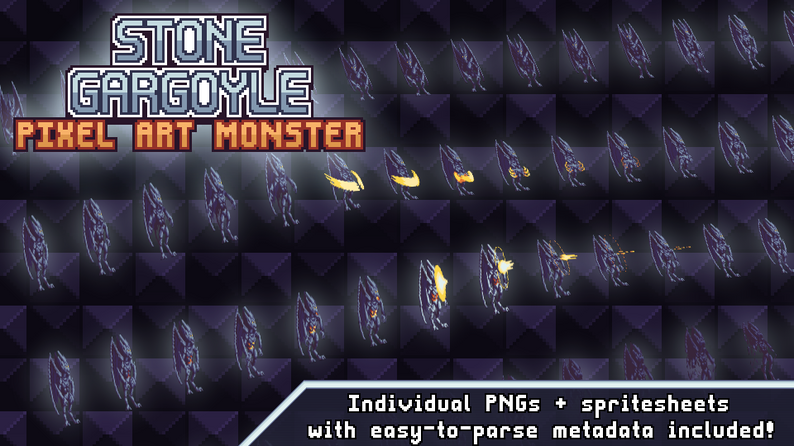 Stone Gargoyle - Pixel Art Monster by unTied Games