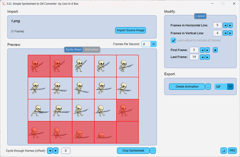 Super Simple Sprite Sheet-To-Gif Converter BASIC by Lion In A Box Games