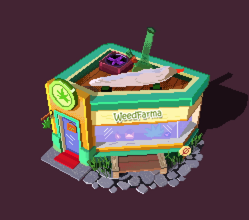 weed pharma 2D isometric Pixel art by TheRustyArt