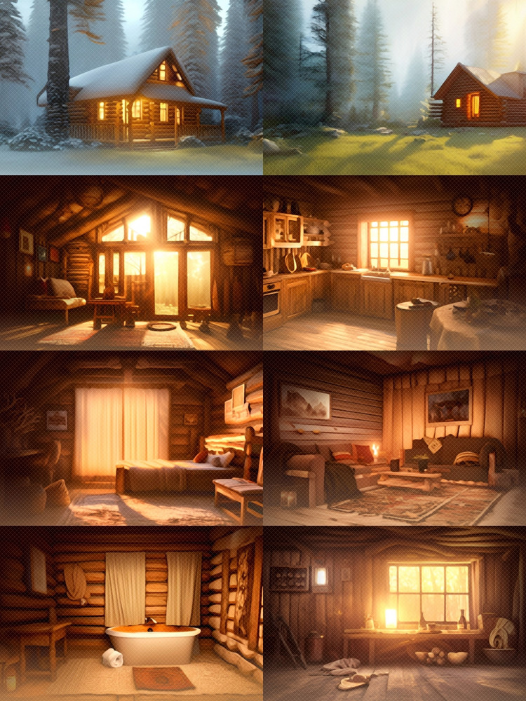 Small Cabin in The Woods Pack: 8 Visual Novel Backgrounds by Rachel Chen