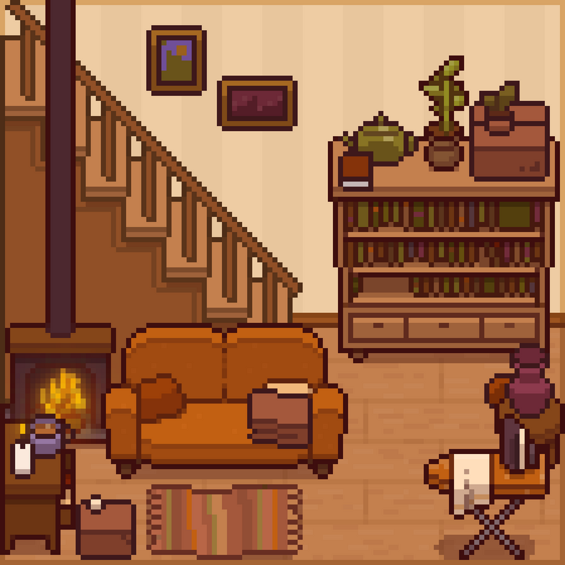 Top-Down Retro Interior (Pixel Art) by Penzilla