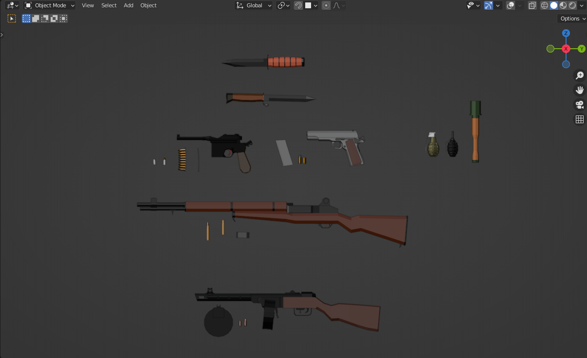 WWII Weapons Mini Pack – Low Poly 3D Modelsgines like Unity or Unreal ...