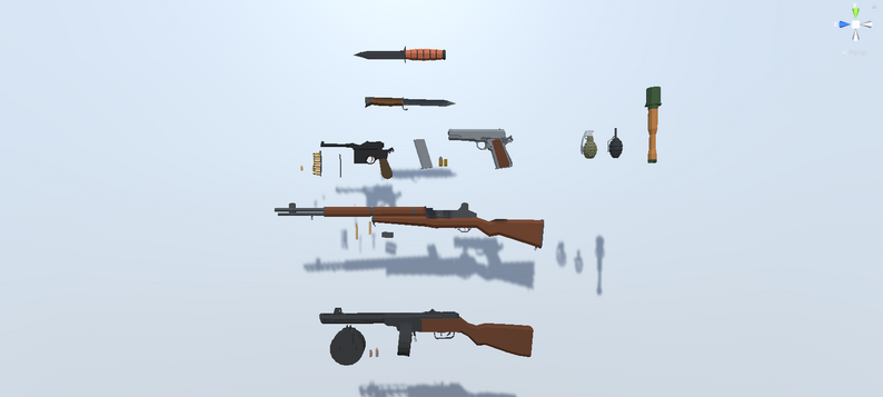 WWII Weapons Mini Pack – Low Poly 3D Modelsgines like Unity or Unreal ...
