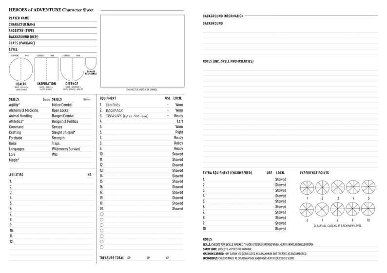 Heroes of Adventure Players Handbook by Nameless Designer