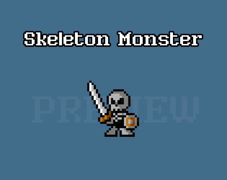 Skeleton Monster Pixel Art by Adriano Veríssimo