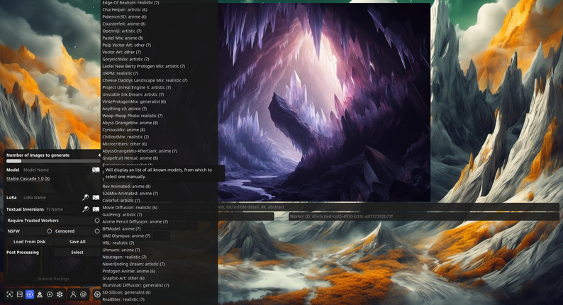 Lucid Creations - Stable Diffusion GUI without GPU by db0 Lucid Creations - Stable Diffusion GUI without GPU by db0