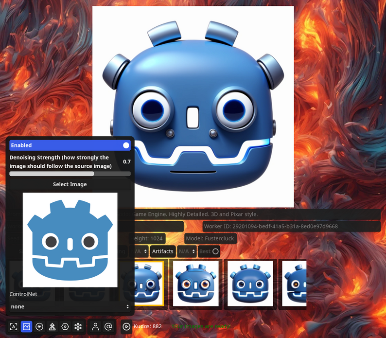 Lucid Creations - Stable Diffusion GUI without GPU by db0 Lucid Creations - Stable Diffusion GUI without GPU by db0